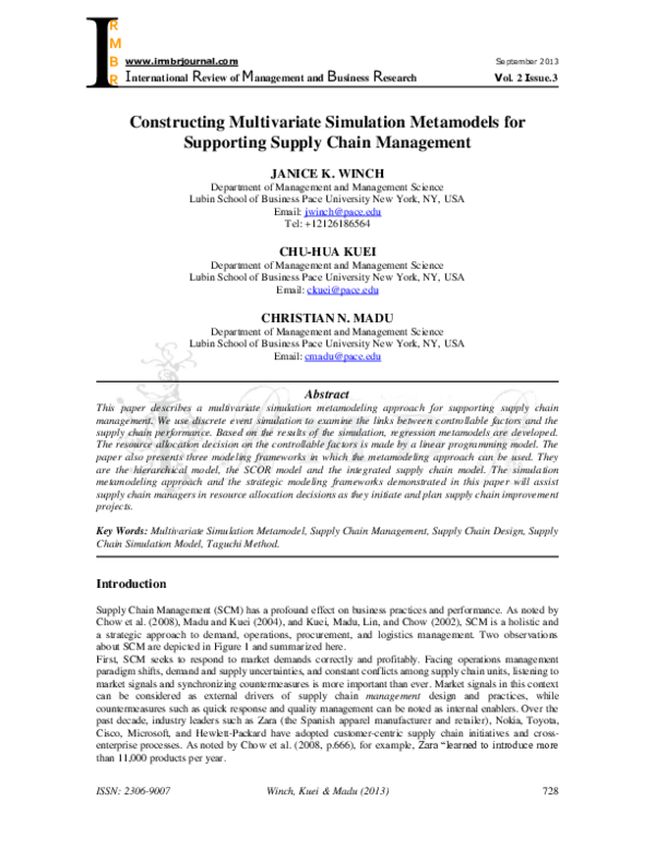 (PDF) Constructing Multivariate Simulation Metamodels for Supporting Supply Chain Management
