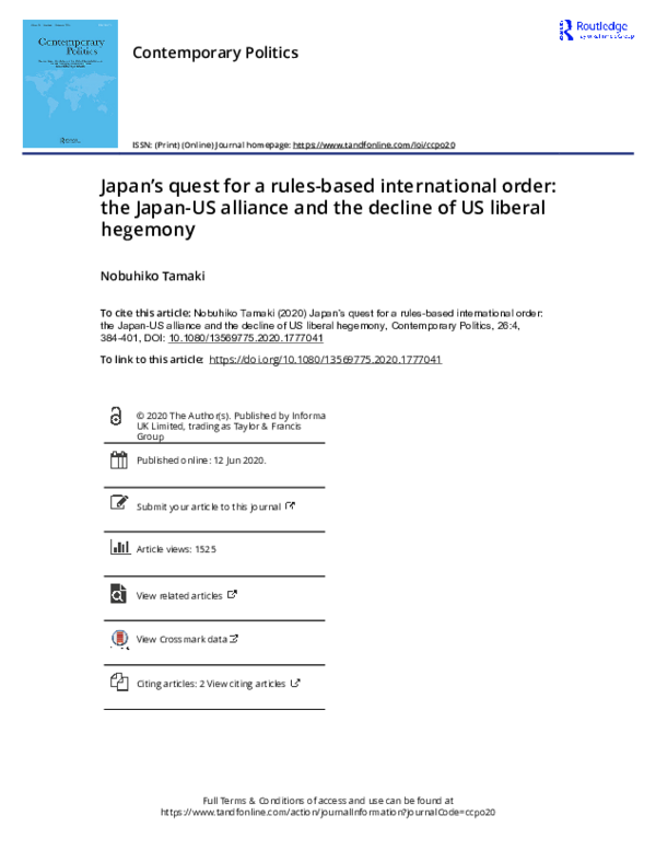 (PDF) Japan’s quest for a rules-based international order: the Japan-US ...