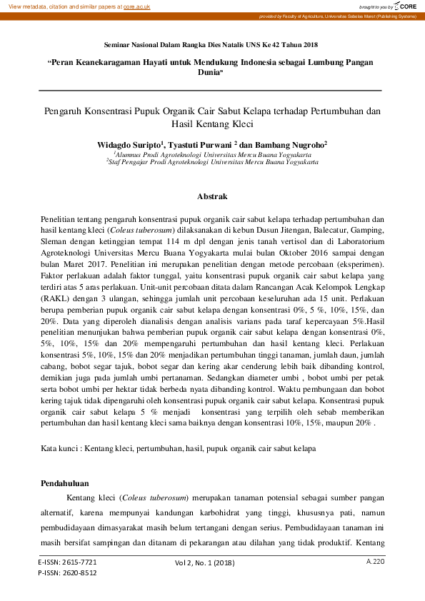 (PDF) Pengaruh Konsentrasi Pupuk Organik Cair Sabut Kelapa Terhadap ...