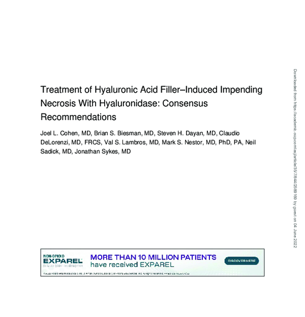 (PDF) Treatment of Hyaluronic Acid Filler-Induced Impending Necrosis ...