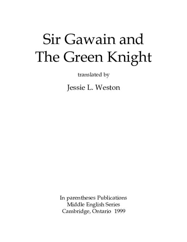 (PDF) Sir gawain and the green knight