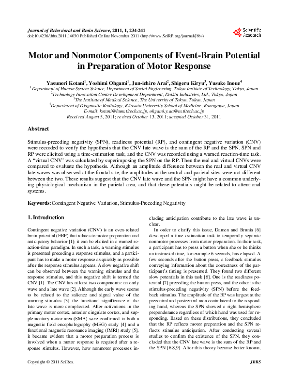 (PDF) Motor and Nonmotor Components of Event-Brain Potential in ...