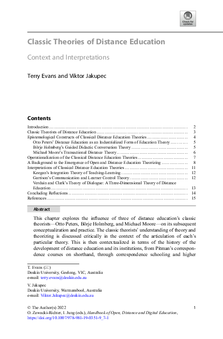 (PDF) Classic Theories of Distance Education