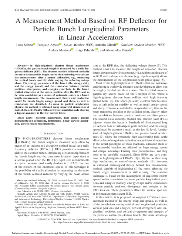(PDF) A Measurement Method Based on RF Deflector for Particle Bunch ...