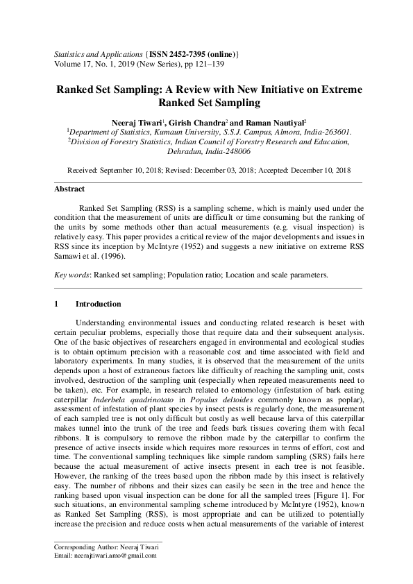 (PDF) Ranked Set Sampling: A Review with New Initiative on Extreme Ranked Set Sampling