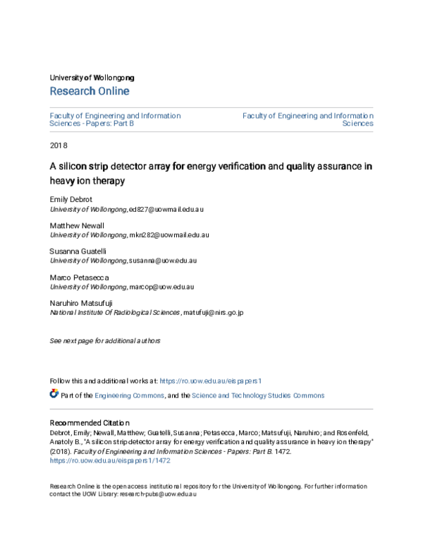 Pdf A Silicon Strip Detector Array For Energy Verification And