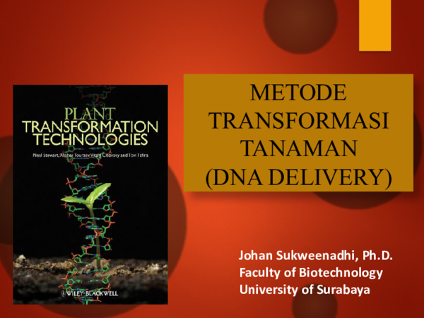 (PPT) Transformasi DNA ke Tanaman Metode Fisik dan Kimia