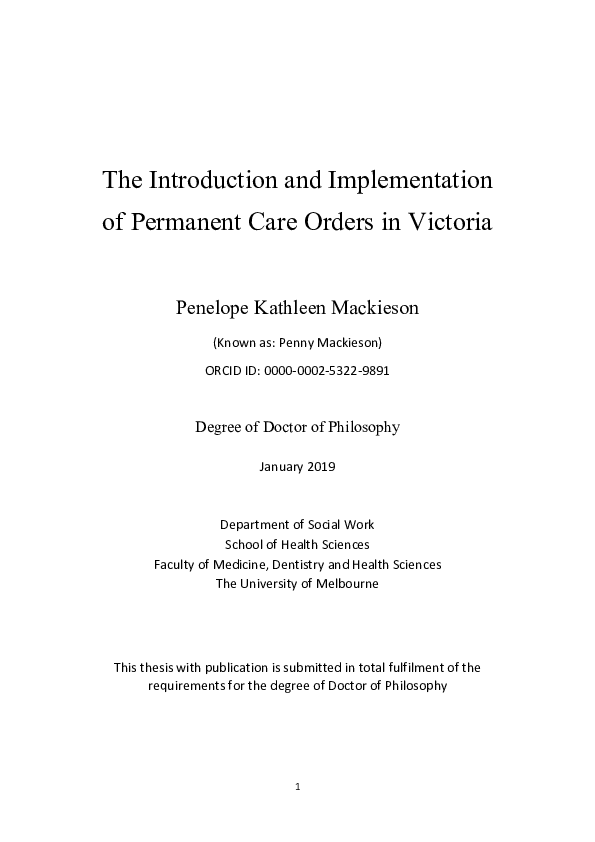 (PDF) The introduction and implementation of permanent care orders in ...