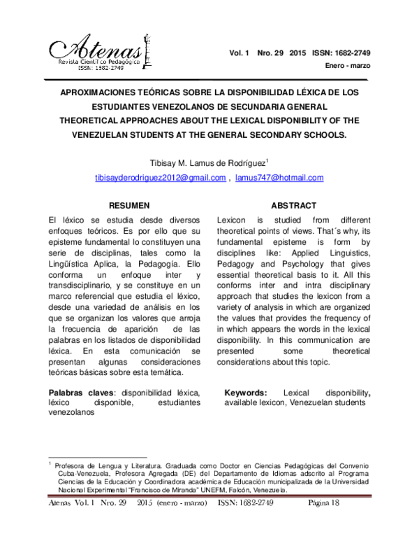 (PDF) Enero-marzo APROXIMACIONES TEÓRICAS SOBRE LA DISPONIBILIDAD ...