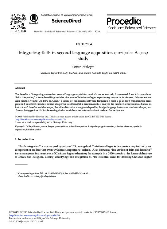 (PDF) Integrating Faith in Second Language Acquisition Curricula: A ...
