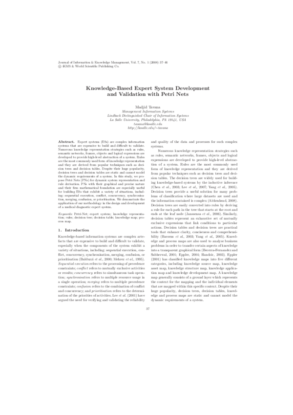 (PDF) Knowledge-Based Expert System Development and Validation with Petri Nets
