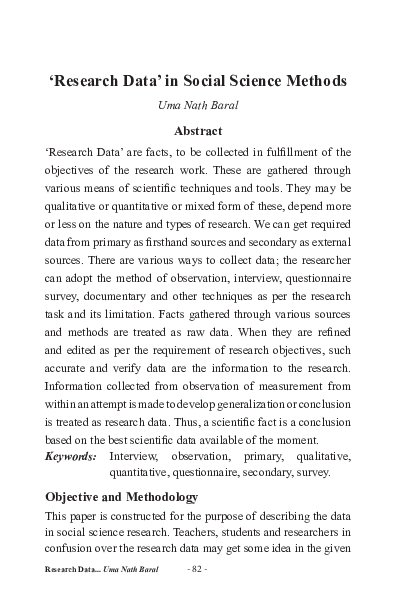 (PDF) ‘Research Data’ in Social Science Methods