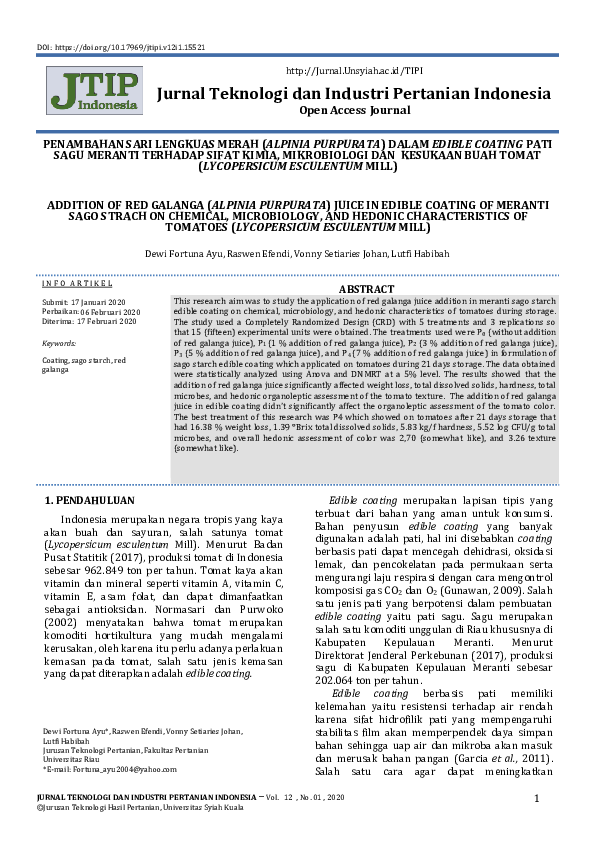 (PDF) Penambahan Sari Lengkuas Merah (Alpinia purpurata) Dalam Edible ...