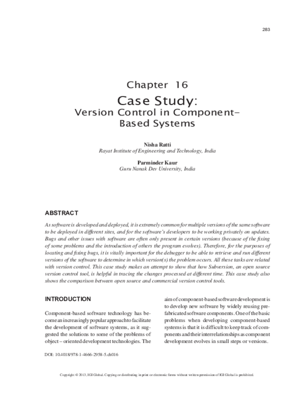 (PDF) Case Study: Version Control in Component-Based Systems