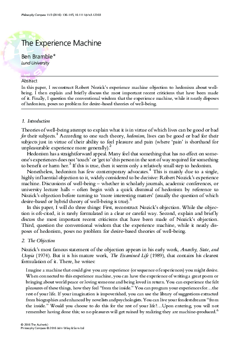 (PDF) The Experience Machine