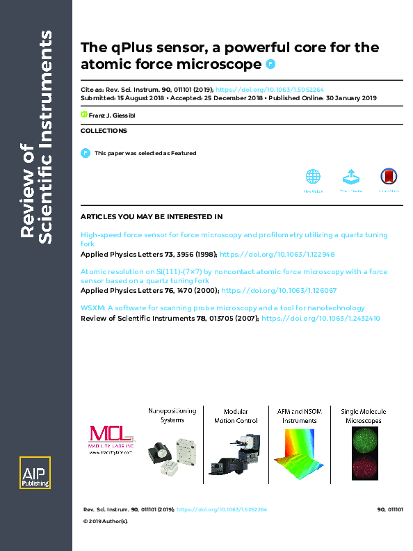 Pdf The Qplus Sensor A Powerful Core For The Atomic Force Microscope