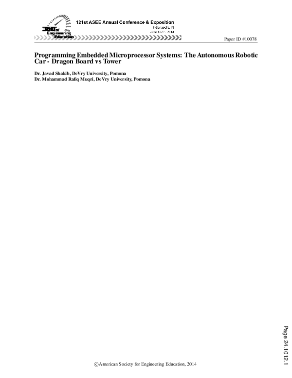 (PDF) Programming Embedded Microprocessor Systems: The Autonomous Robotic Car - Dragon Board vs ...
