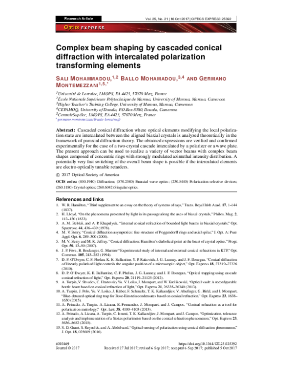 (PDF) Complex beam shaping by cascaded conical diffraction with ...