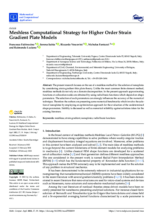 (PDF) Meshless Computational Strategy for Higher Order Strain Gradient Plate Models