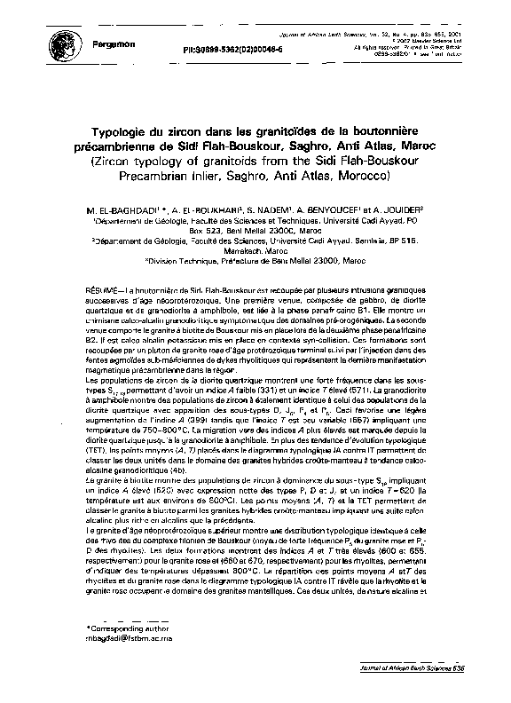 (PDF) Typologie du zircon dans les granitoïdes de la boutonnière ...
