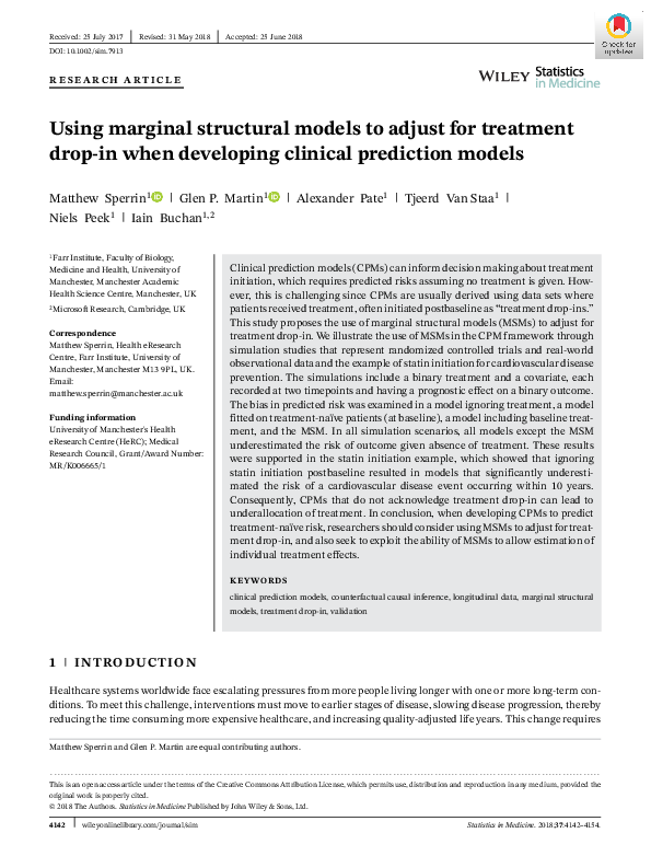 (PDF) Using marginal structural models to adjust for treatment drop-in ...