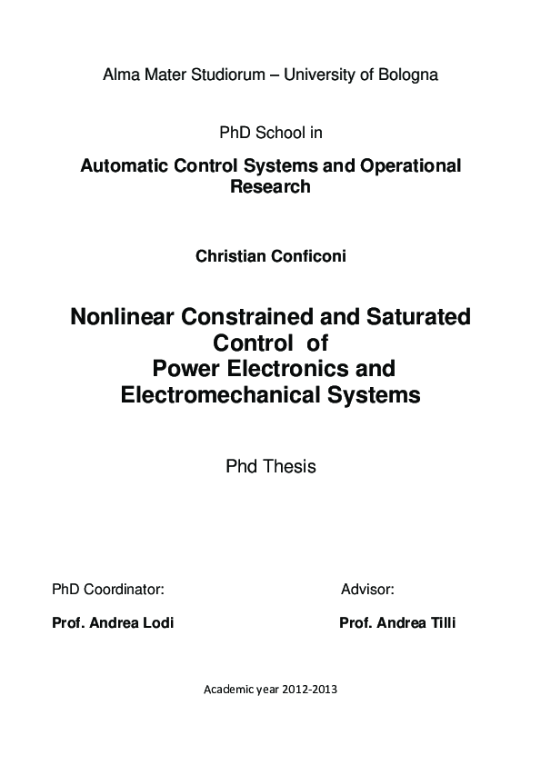 (PDF) Nonlinear constrained and saturated control of power electronics ...