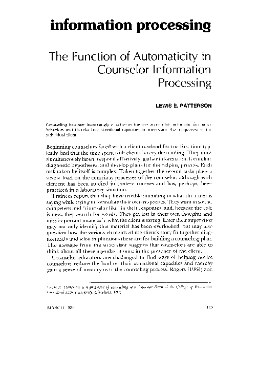 (PDF) The Function of Automaticity in Counselor Information Processing