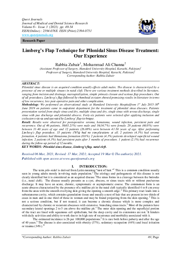 (PDF) Limberg’s Flap Technique for Pilonidal Sinus Disease Treatment ...