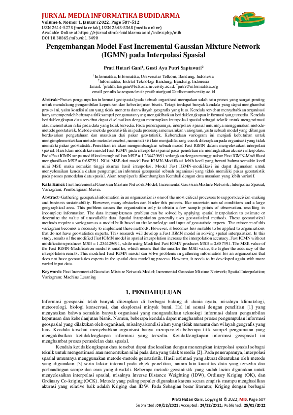(PDF) Pengembangan Model Fast Incremental Gaussian Mixture Network (IGMN) pada Interpolasi Spasial