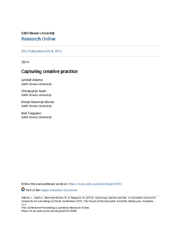 (PDF) Capturing creative practice | Lyndall Adams - Academia.edu