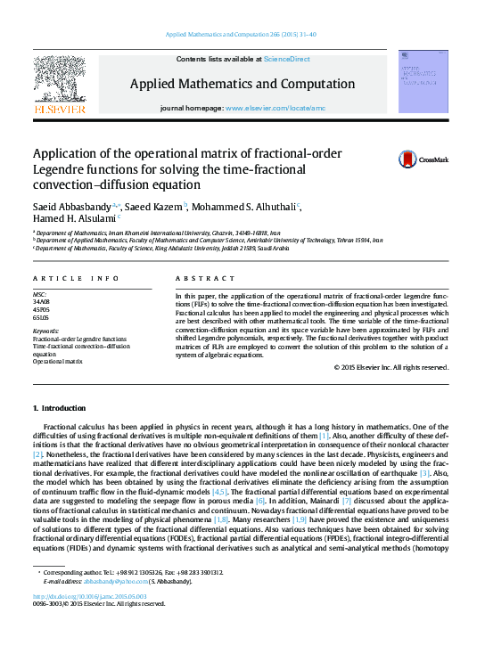 Pdf Application Of The Operational Matrix Of Fractional Order Legendre Functions For Solving