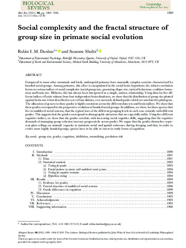 (PDF) Social complexity and the fractal structure of group size in ...