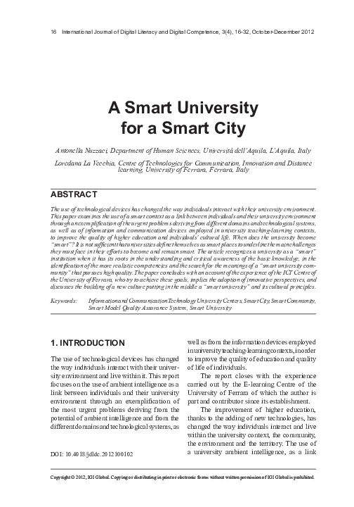(PDF) A Smart University for a Smart City
