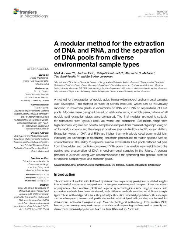 (PDF) A modular method for the extraction of DNA and RNA, and the ...