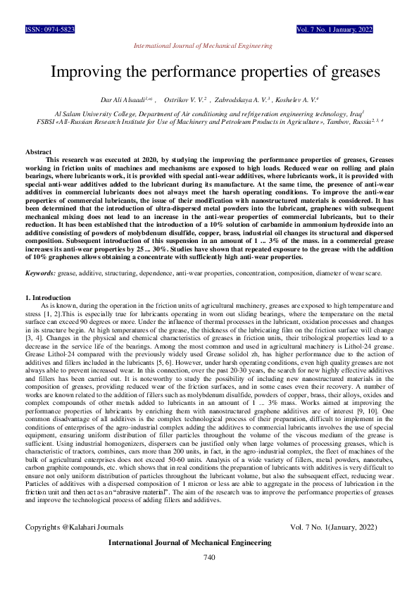 (PDF) Improving the performance properties of greases