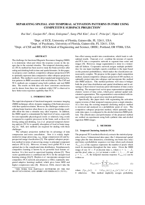 (PDF) Separating Spatial and Temporal Activation Patterns in fMRI Using Competitive Subspace ...
