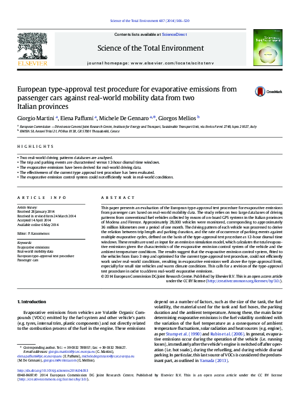 (PDF) European type-approval test procedure for evaporative emissions ...
