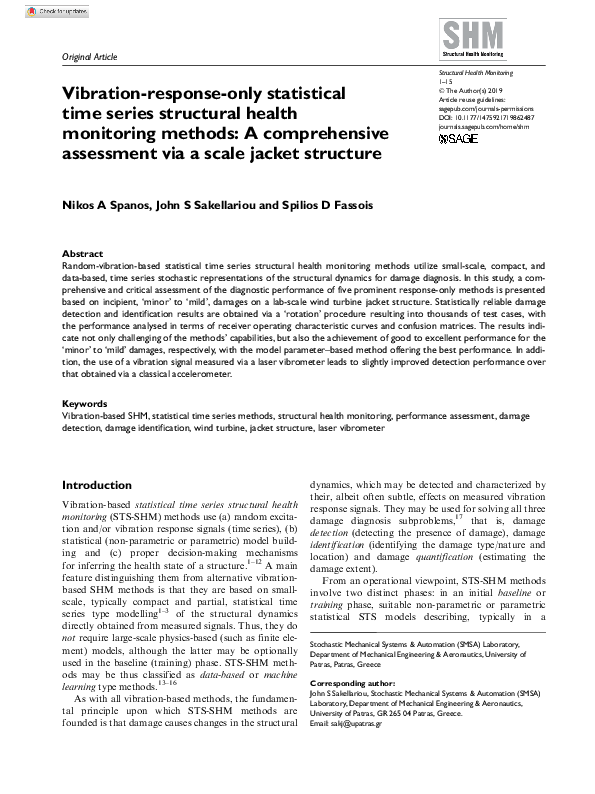 (PDF) Vibration-response-only statistical time series structural health monitoring methods: A ...