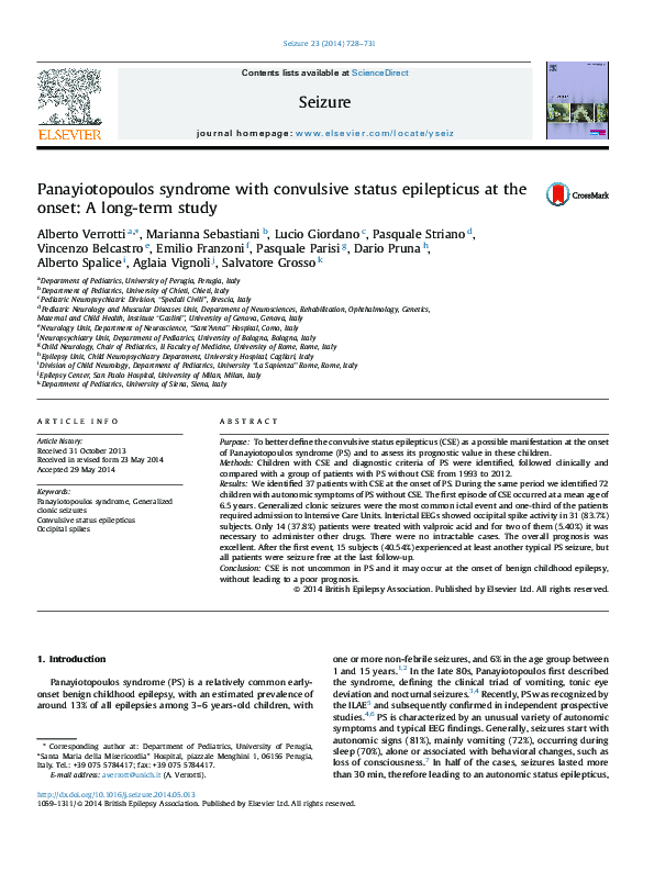 (PDF) Panayiotopoulos syndrome with convulsive status epilepticus at ...