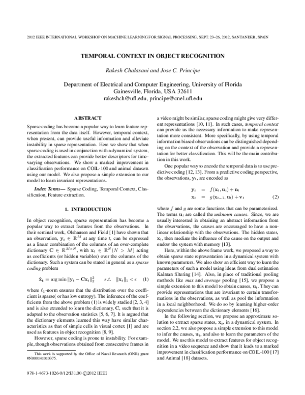 (PDF) Temporal context in object recognition | Jose Principe - Academia.edu