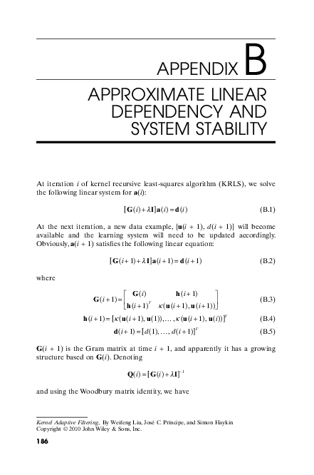 (PDF) Appendix B: Approximate Linear Dependency and System Stability