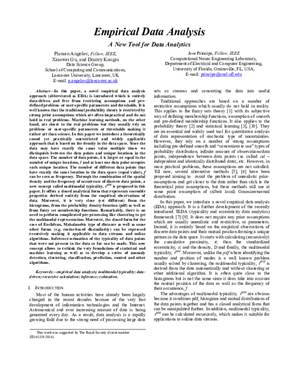 Pdf Empirical Data Analysis A New Tool For Data Analytics