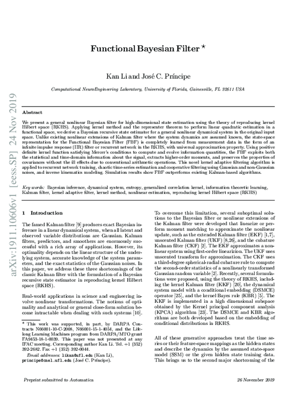 (PDF) Functional Bayesian Filter