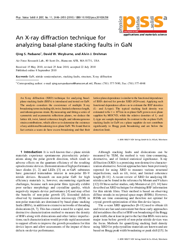 (PDF) An X-ray diffraction technique for analyzing basal-plane stacking ...
