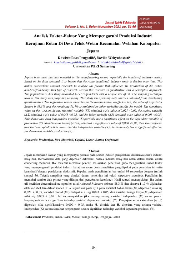 (PDF) Analisis Faktor-Faktor Yang Mempengaruhi Produksi Industri Kerajinan Rotan Di Desa Teluk ...