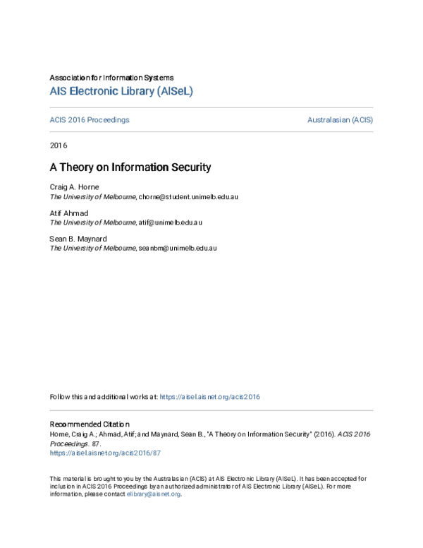 (PDF) A Theory on Information Security