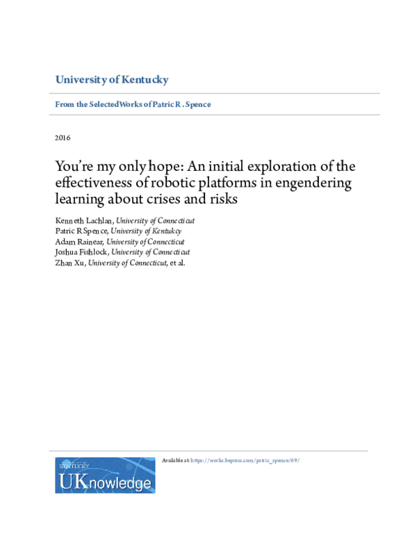 (PDF) You’re my only hope: An initial exploration of the effectiveness ...