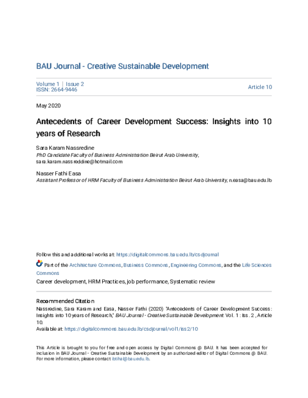 (PDF) Antecedents of Career Development Success: Insights into 10 years ...