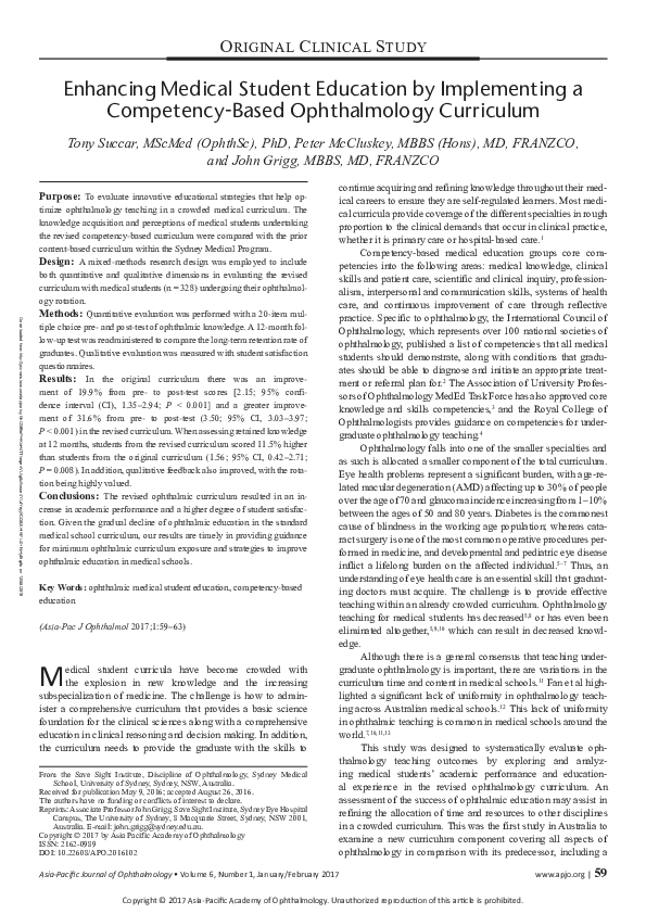 (PDF) Enhancing Medical Student Education by Implementing a Competency ...