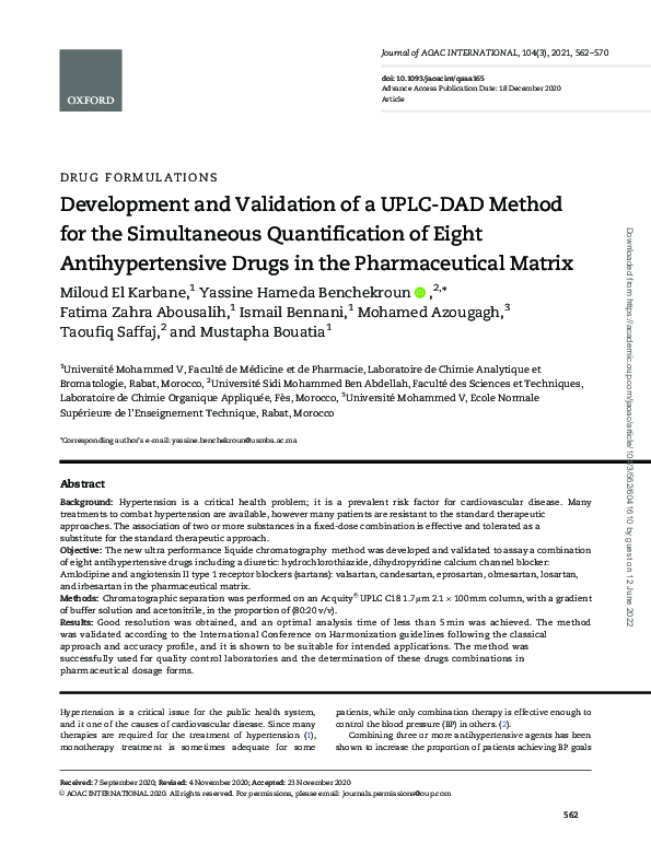 Pdf Development And Validation Of A Uplc Dad Method For The